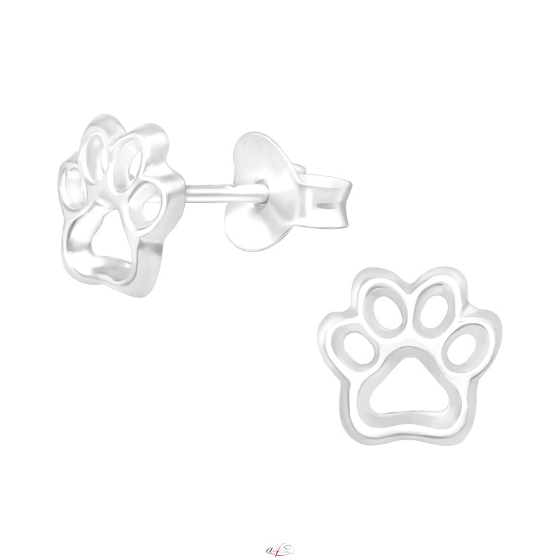 Strieborná Psia labka - Striebro 925 Puzetové náušnice pre deti