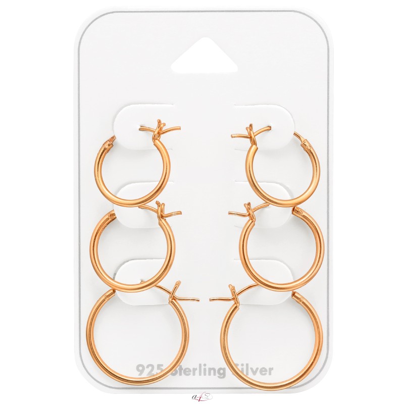 Rose Gold Hoop set on cart - 925 Sterling Silver Ear Hoop Sets ...